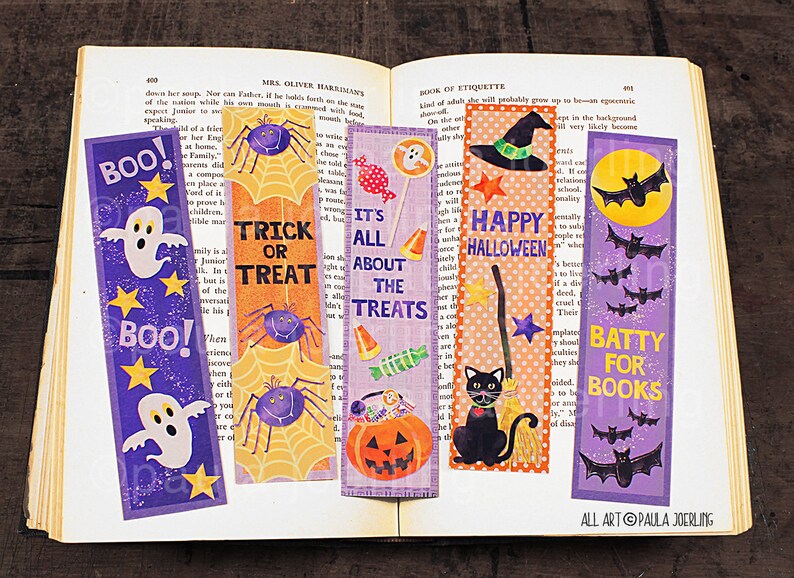 Printable Halloween Bookmarks, Halloween Party Favor, Classroom Treats ...