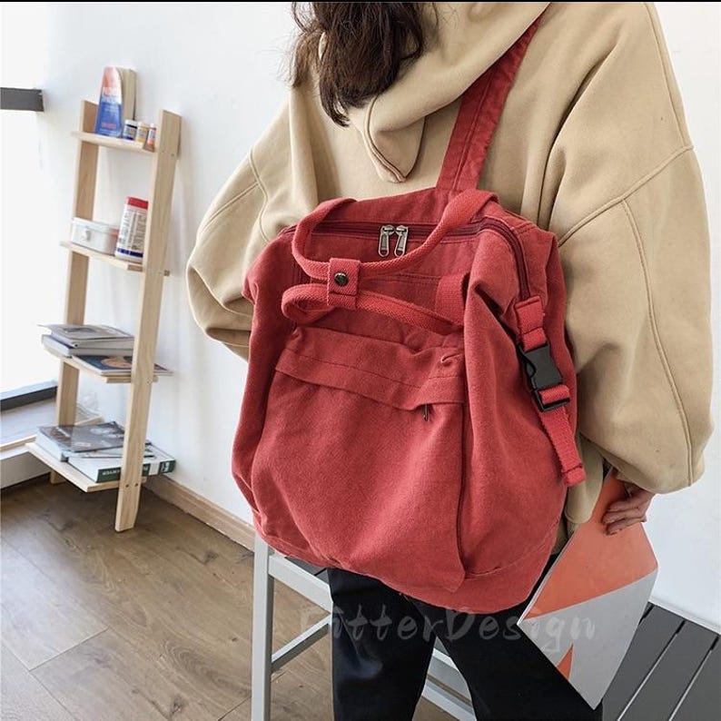 Large Capacity Canvas Backpack, Custom Embroidered Student Commuter ...