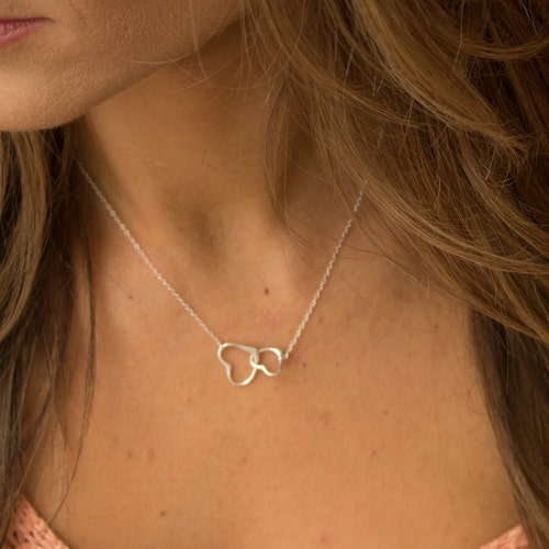Interlocking Hearts Necklace-sterling Silver - Etsy