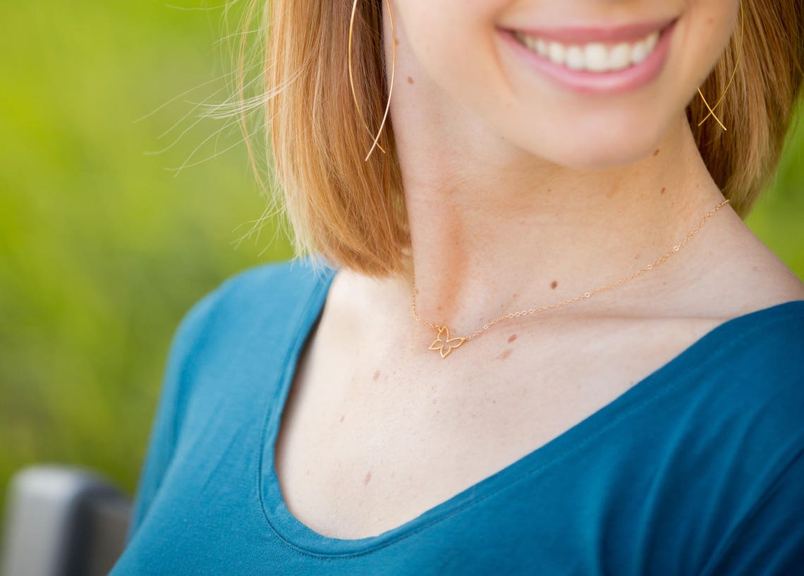 Dainty Butterfly Necklace Butterfly Necklace Delicate | Etsy