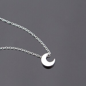 Sterling Silver Small Moon Necklace, Sideways Crescent Moon Necklace ...