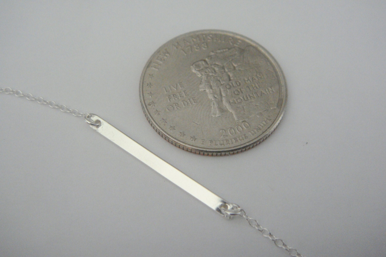 Sterling Silver Bar Drop Necklace Simple Horizontal Bar - Etsy