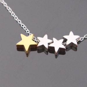 Double- Sided Sterling Silver Four Tiny Stars Necklace, Christmas Gift ...