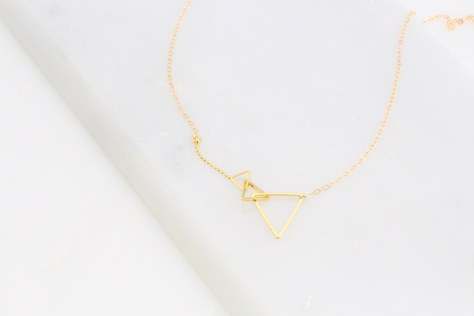 Dainty Thin Interlocking Triangle Necklace Gold Triangle | Etsy