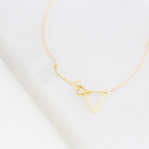 Dainty Thin Interlocking Triangle Necklace, Gold Triangle Choker ...