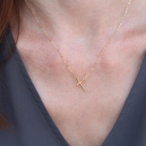 Gold Sideways Thin Plain Cross Necklace, Simple Criss Cross Necklace ...