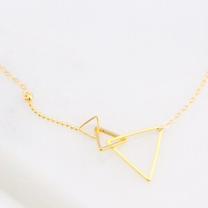 Dainty Thin Interlocking Triangle Necklace, Gold Triangle Choker ...