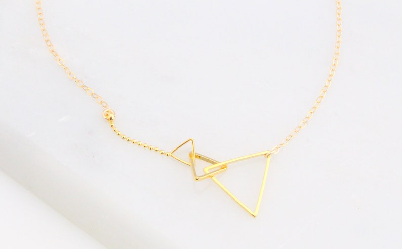 Dainty Thin Interlocking Triangle Necklace Gold Triangle | Etsy