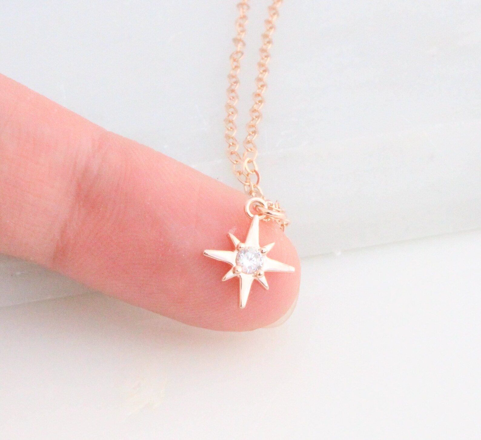 Tiny Shining Crystal Star Necklace Star Necklace Modern - Etsy