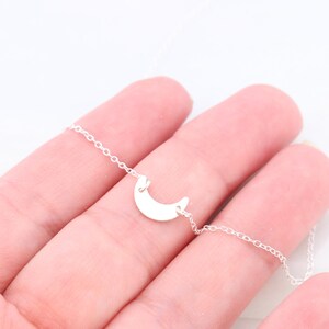 Sterling Silver/ Gold Filled Small Moon Necklace, Sideways Crescent ...