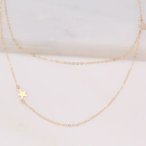 Gold/silver Two Star Double Layer Necklace, Multi Strand Necklace ...