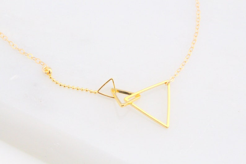 Dainty Thin Interlocking Triangle Necklace Gold Triangle | Etsy