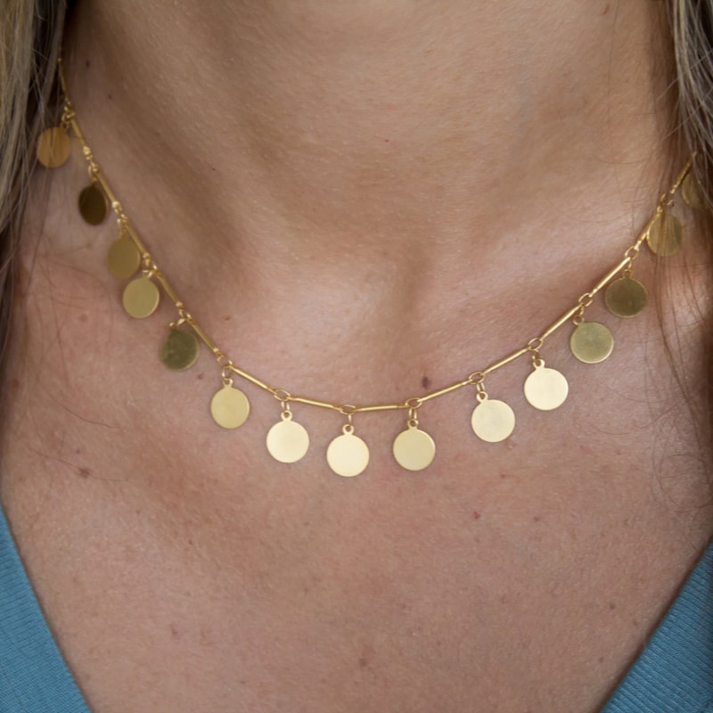 Silver Disc Necklace - Etsy