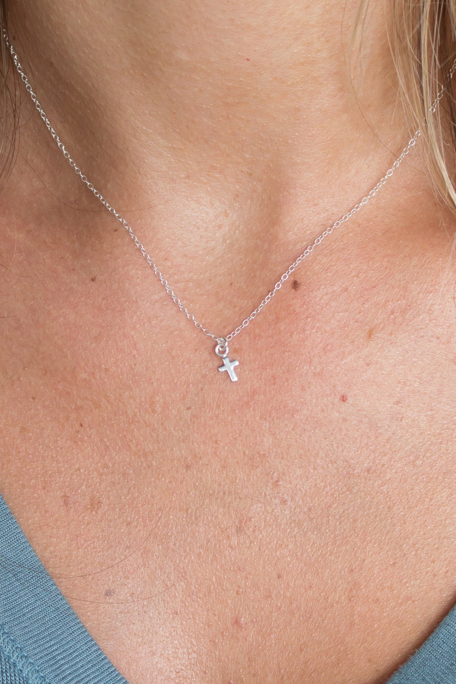 Sterling Silver Mini Small Cross Necklace, Tiny Cross Necklace, Tiny ...