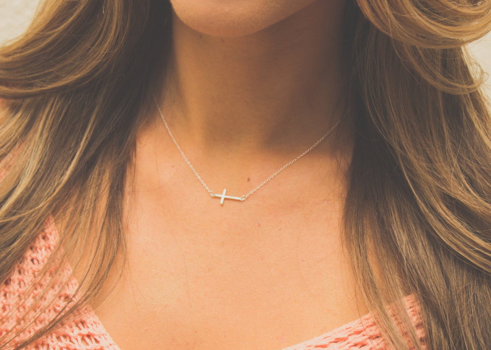 Sterling Silver Sideways Cross Necklace, Celebrity Jewelry, Cross ...