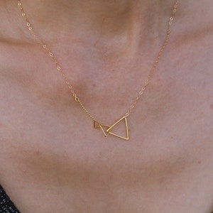 Dainty Thin Interlocking Triangle Necklace, Gold Triangle Choker ...