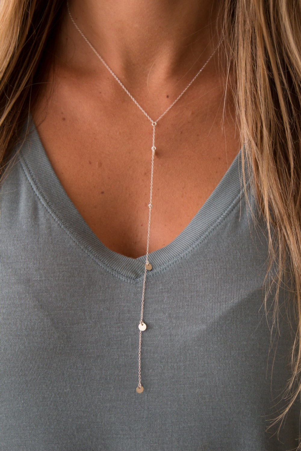 Sterling Silver Tiny Dot Circle Drop Necklace Simple Layering - Etsy