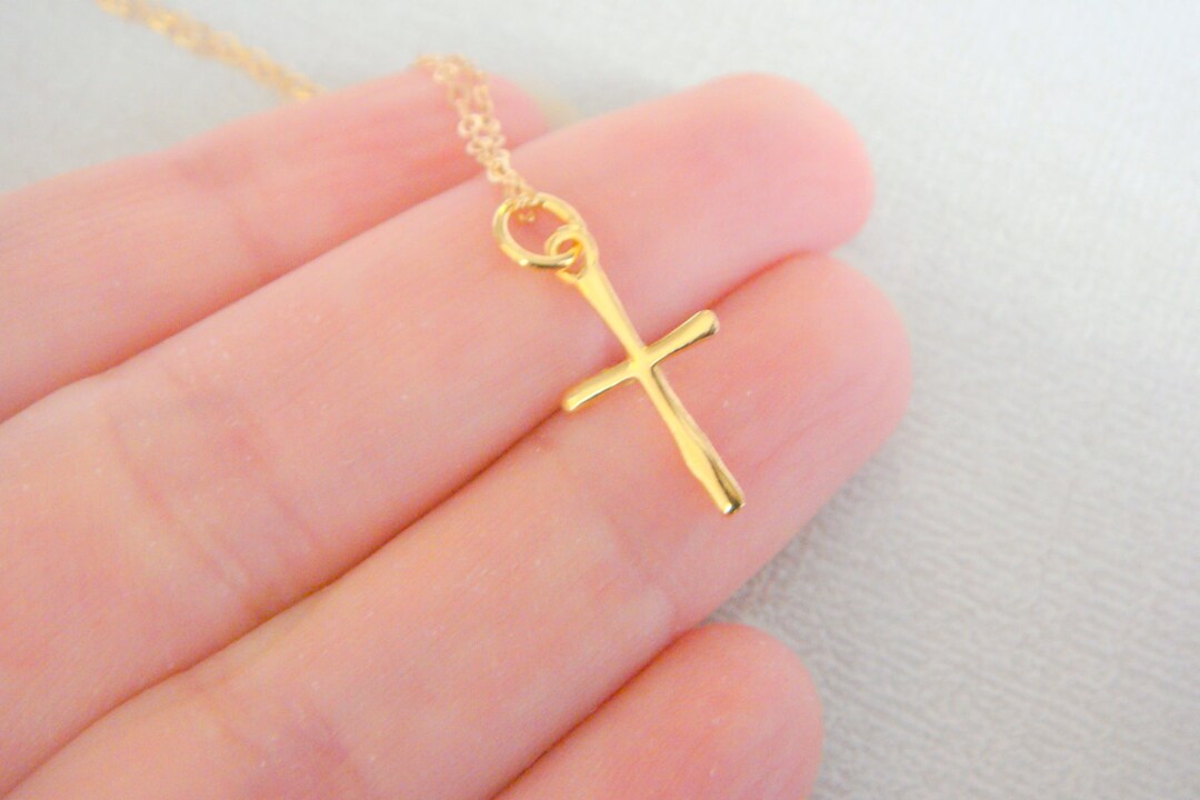 Small Gold Cross Necklace Vermeil Gold Cross Necklace - Etsy