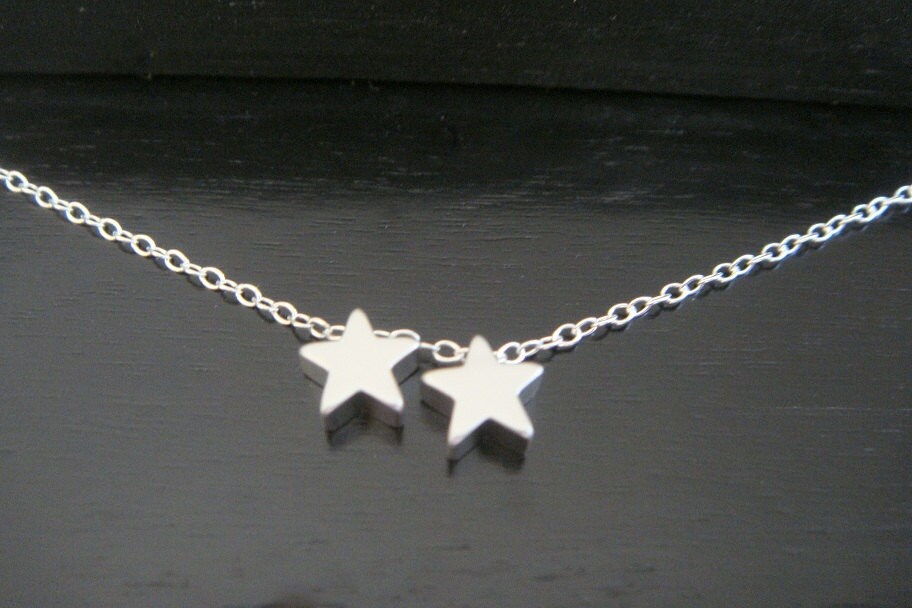 Double Sided Sterling Silver Two Tiny Stars Necklace Earrings - Etsy