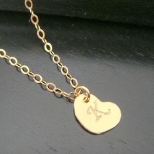 All 14 KT Gold Filled Alphabet Letter Heart Charm Necklace Disc ...