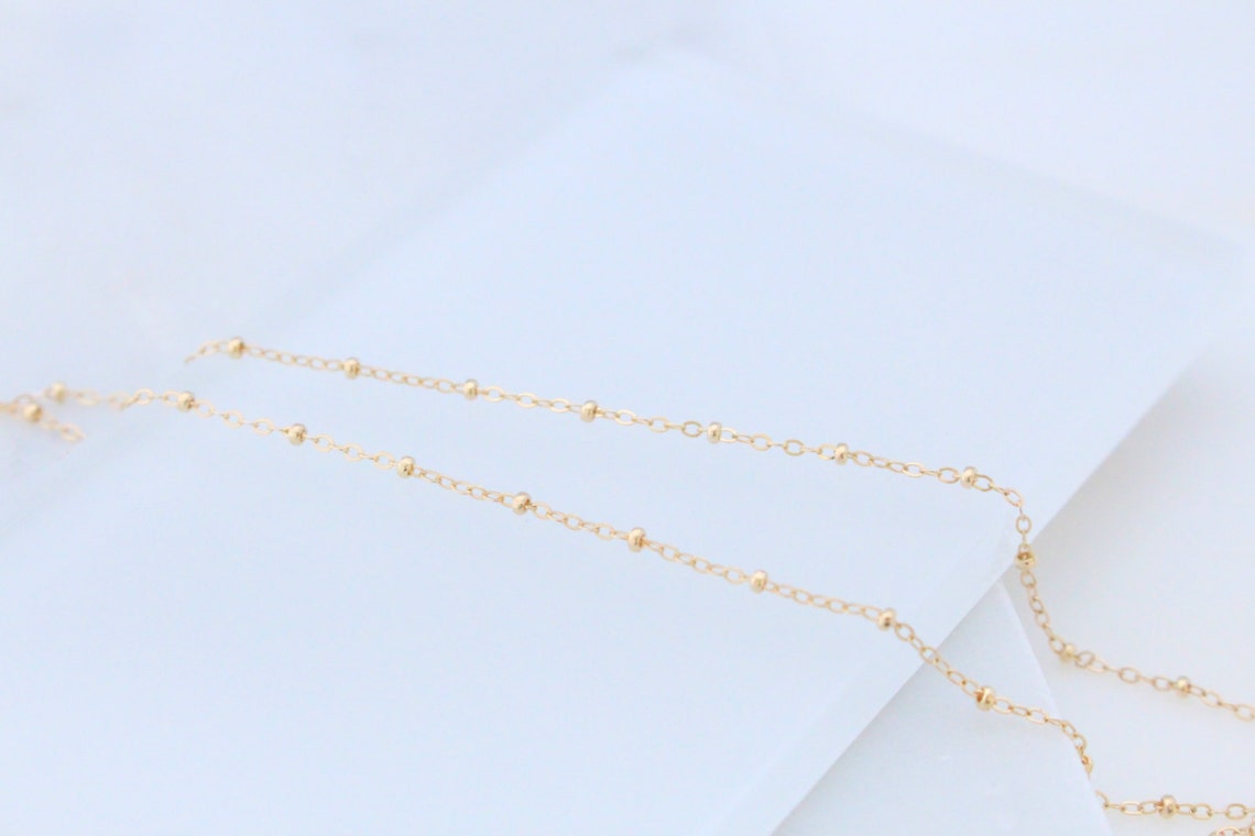 Double Thin Beaded Chain Layered Necklace, Delicate Chain Layer ...
