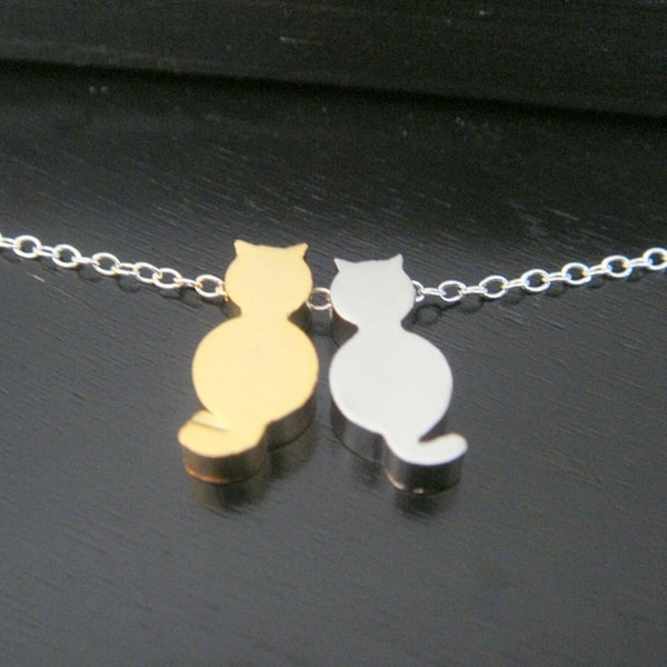 Two Cats Necklace - Etsy