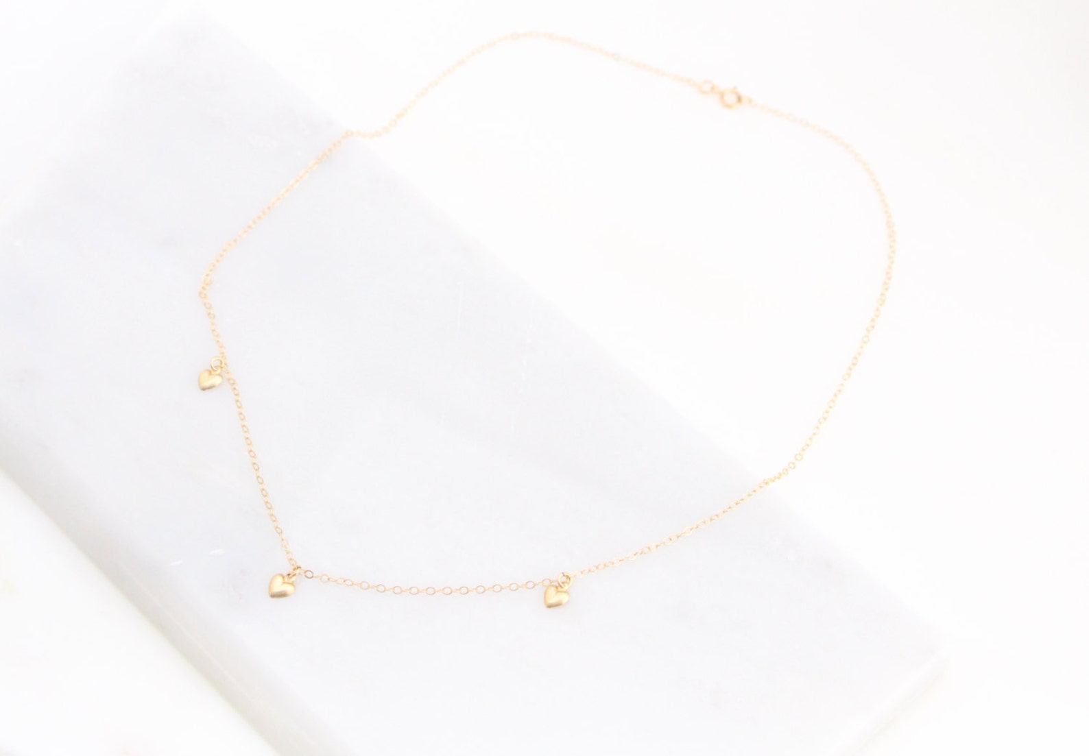 Floating Gold Heart Necklace, Layering Necklace, Love Necklace, Gold ...