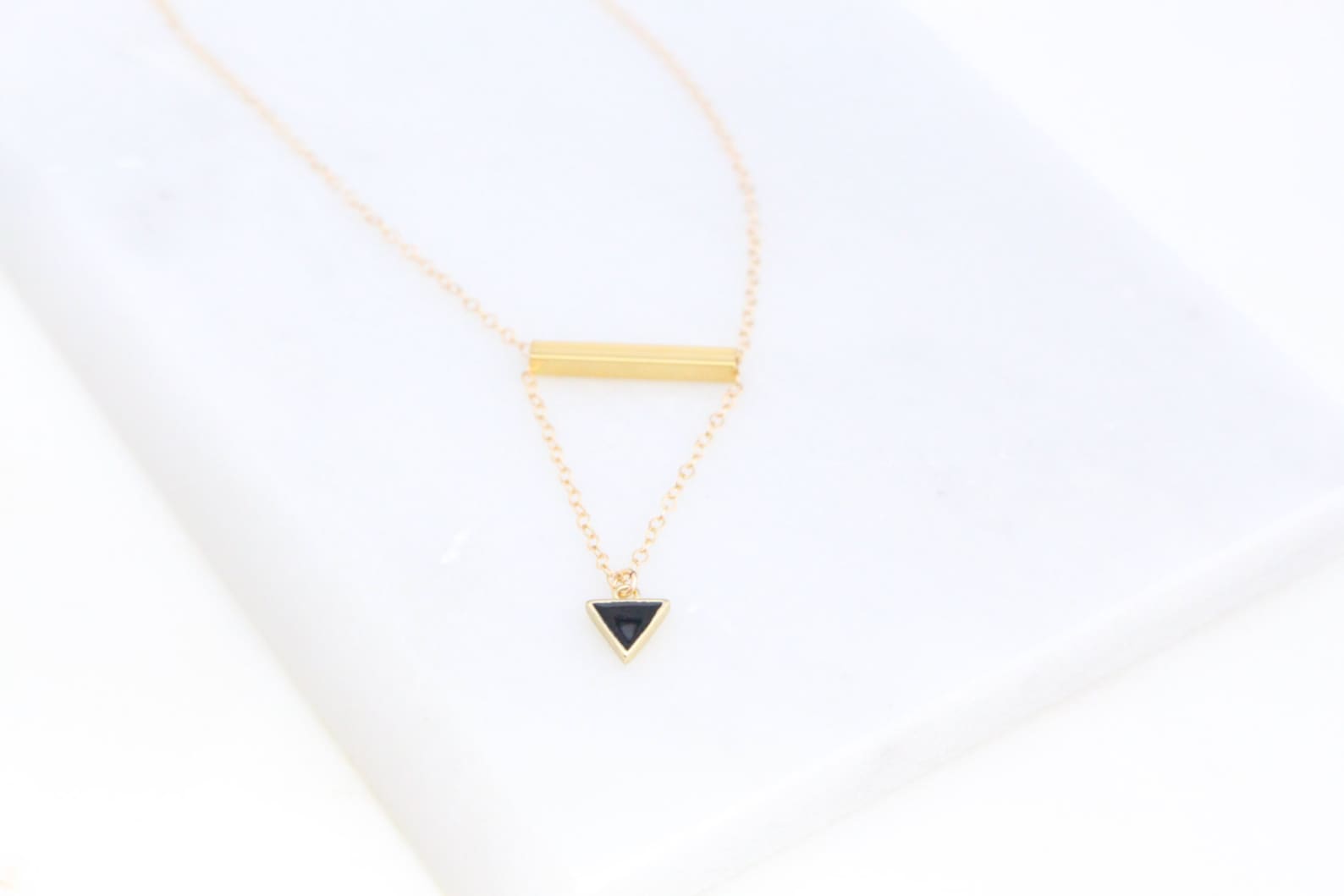 Gold Bar and Triangle V Shaped Necklace V Bar Drop Necklace | Etsy