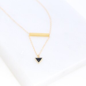 Gold Bar and Triangle V Shaped Necklace, V Bar Drop Necklace, Dainty ...