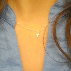 Sterling Silver Mini Small Cross Necklace, Tiny Cross Necklace, Tiny ...