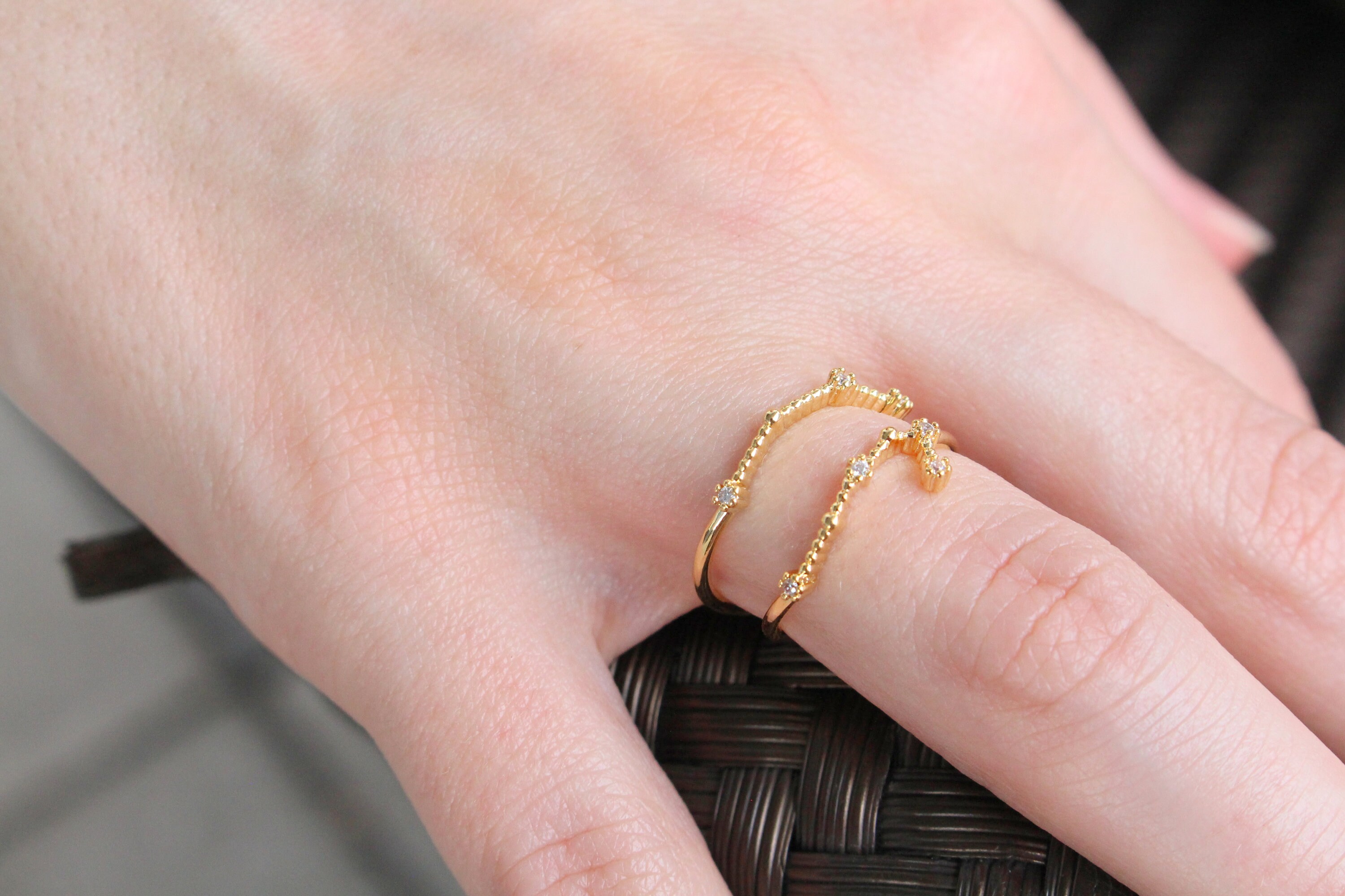 Gold CZ Zodiac Sign Open Rings Constellation Stackable Rings | Etsy