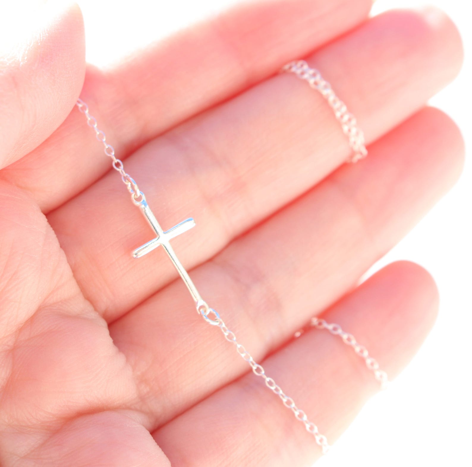 Sterling Silver Sideways Cross Necklace, Celebrity Jewelry, Cross ...