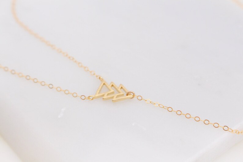 Double Strand Choker Necklace Tiny Triangle Charm Necklace | Etsy