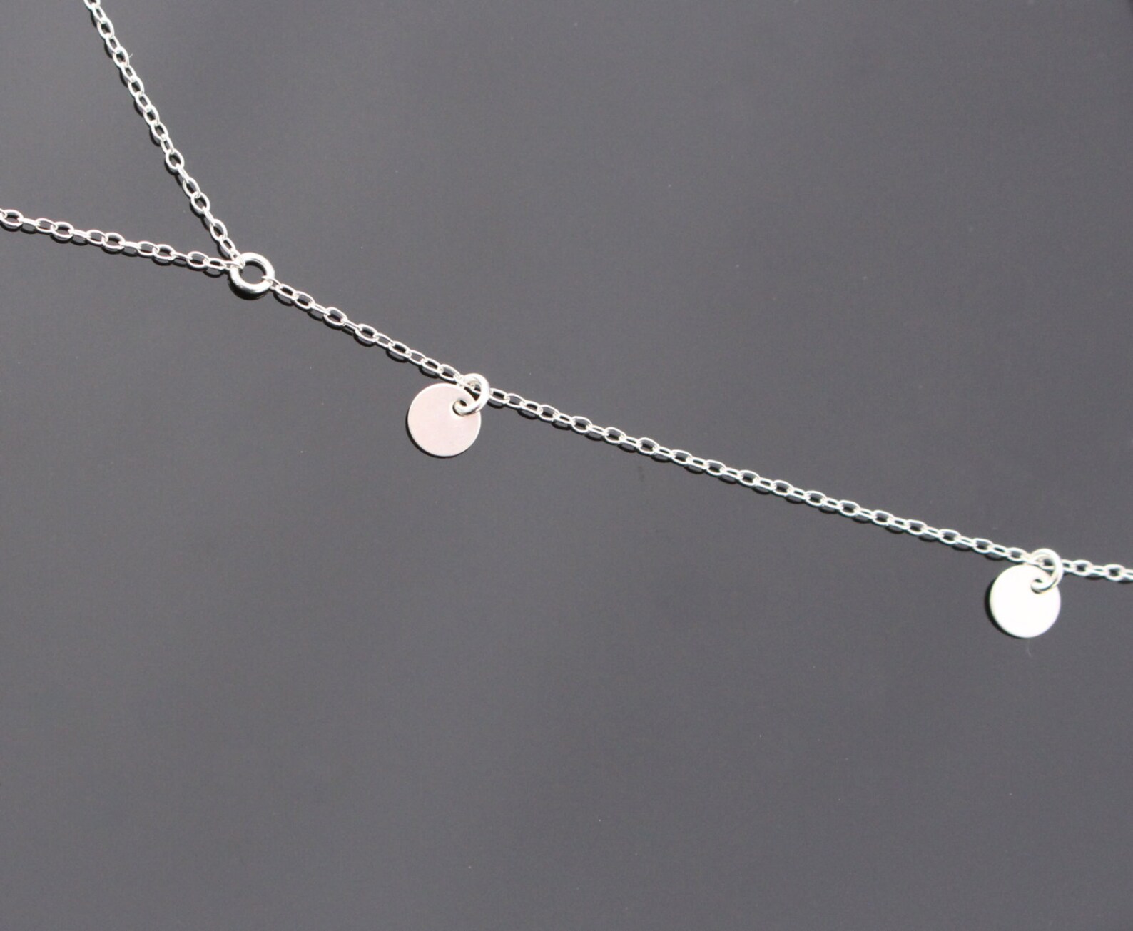 Sterling Silver Tiny Dot Circle Drop Necklace Simple Layering - Etsy