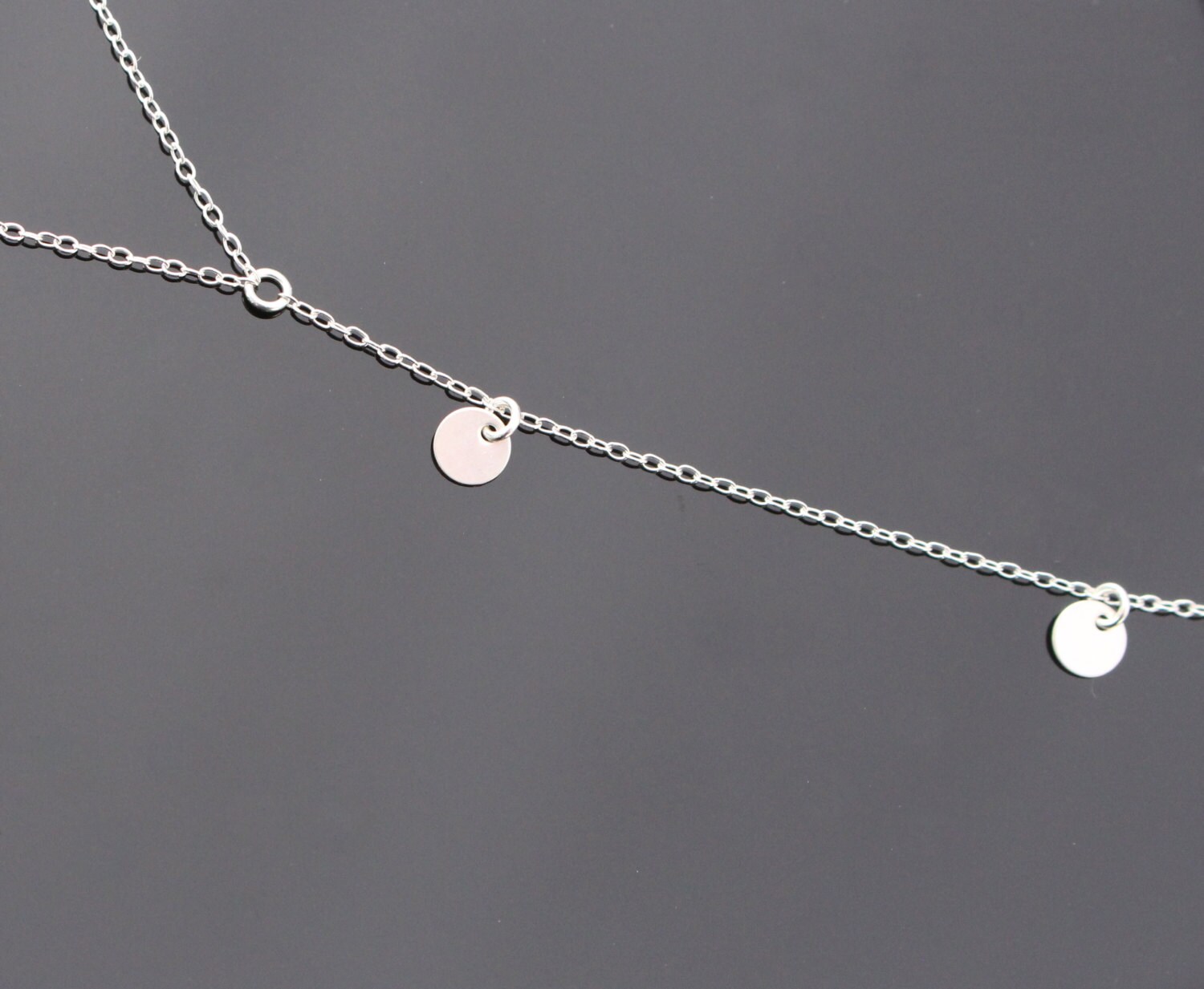 Sterling Silver Tiny Dot Circle Drop Necklace, Simple Layering Necklace ...