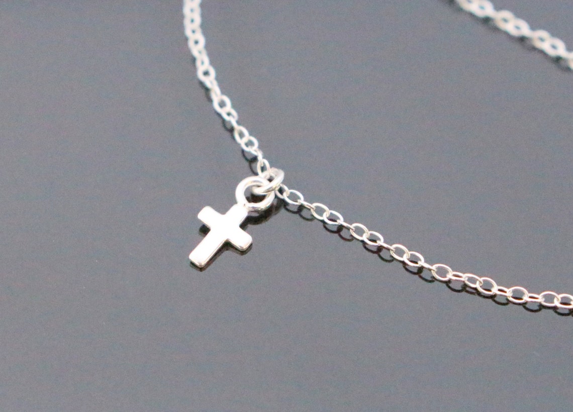 Sterling Silver Mini Small Cross Necklace Tiny Cross - Etsy