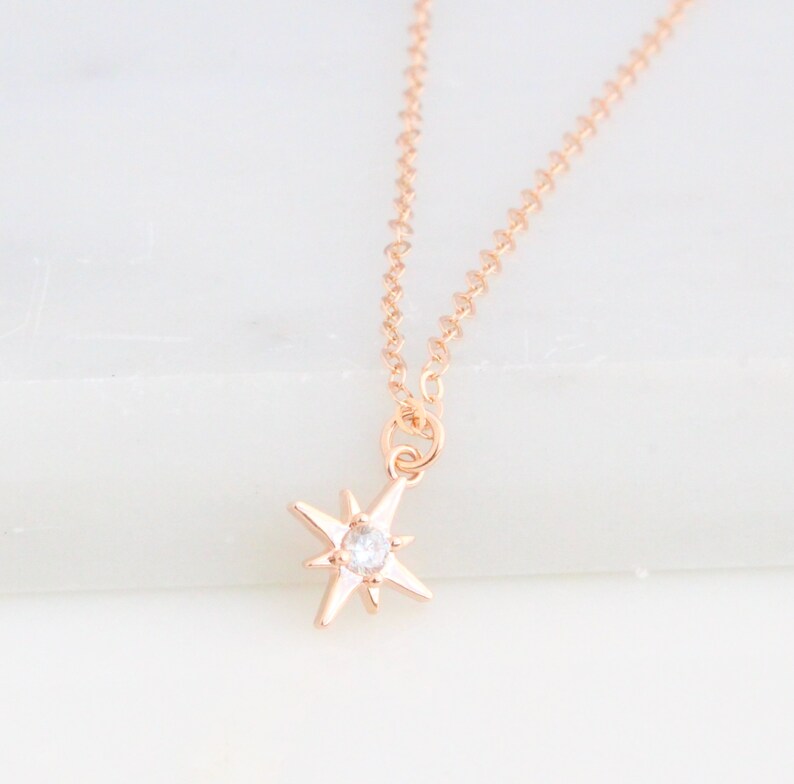 Tiny Shining Crystal Star Necklace Star Necklace Modern | Etsy
