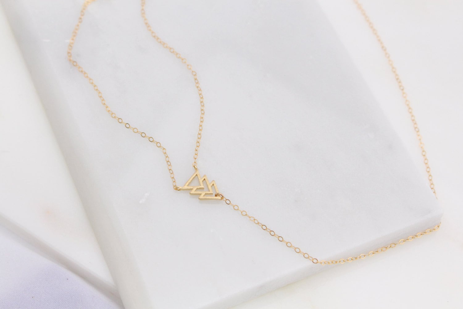 Double Strand Choker Necklace Tiny Triangle Charm Necklace | Etsy