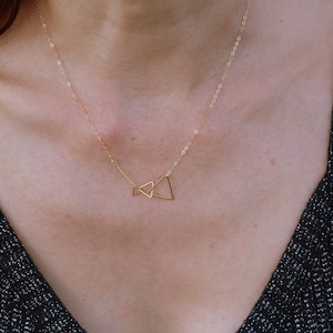 Dainty Thin Interlocking Triangle Necklace, Gold Triangle Choker ...