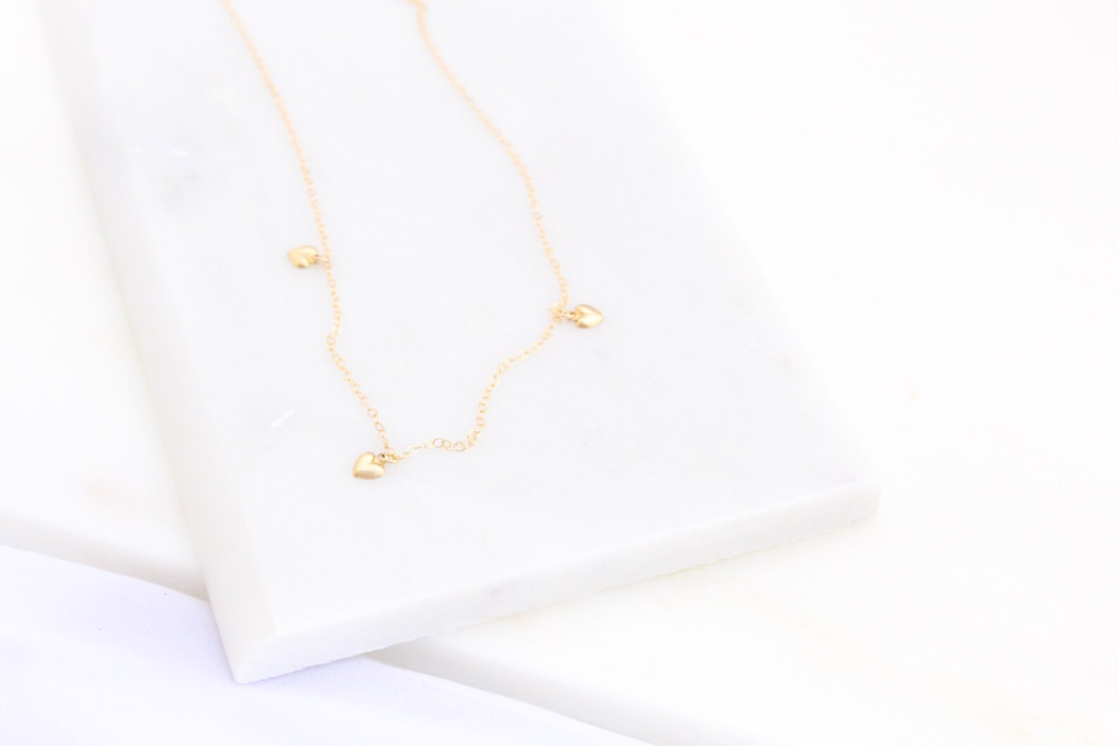 Floating Gold Heart Necklace, Layering Necklace, Love Necklace, Gold ...