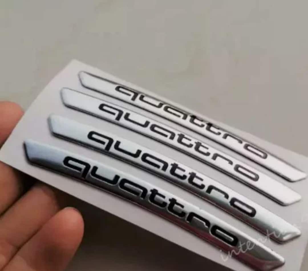 4 Pcs Metal 90mm Silver Quattro Wheel Rim Decal Stickers for Audi A3 A4 ...
