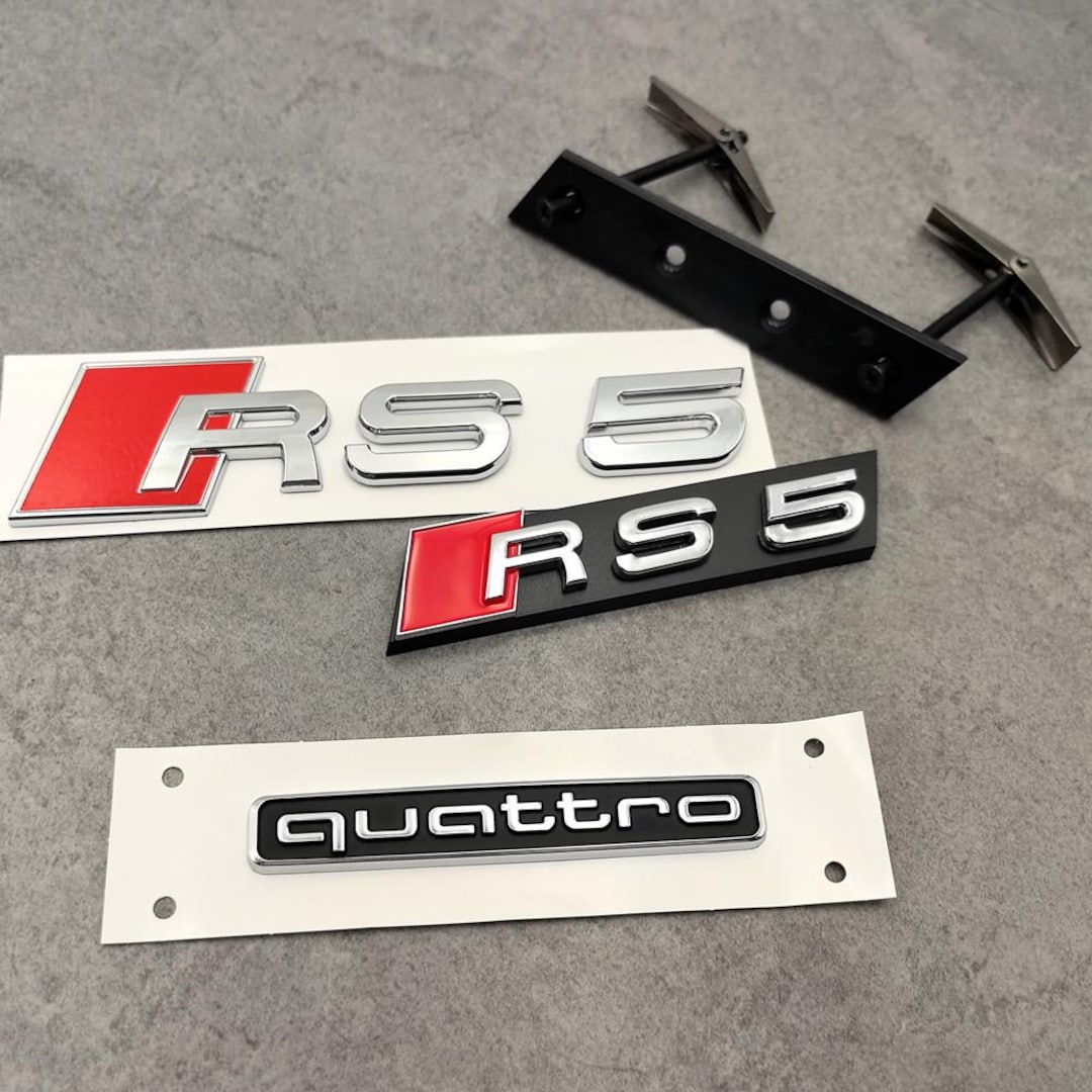 Set of 3 Chrome RS5 Emblems – Rear RS5 Badge, Front Grille RS5 Logo ...