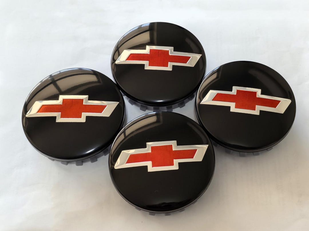 Set of 4 Glossy Black With Red Grid Logo 83mm Aluminum Wheel Center ...