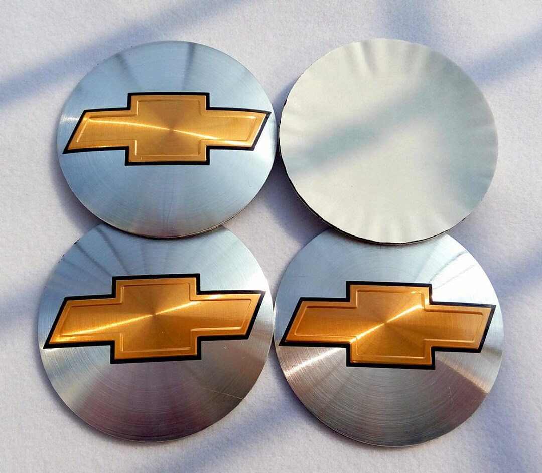 Set of 4 Silver 56mm Wheel Center Stickers for Chevy Rim Hub Caps Logo ...