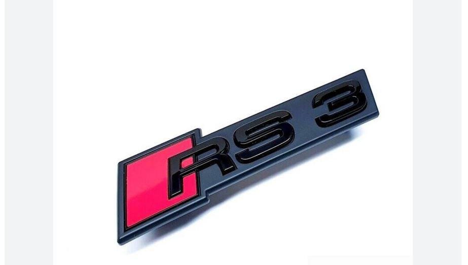 Gloss Black Audi RS3 Grille Emblem | Custom Front Badge for Audi A3 S ...