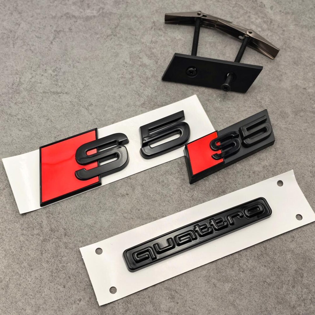Set of 3pcs Gloss Black Audi S5 Emblems – Rear S5 Badge, Front Grille ...