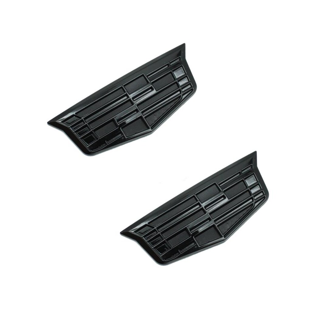 Pair of 2 All Blackfender Side Emblems 6cm for Cadillac Matte Black Car ...