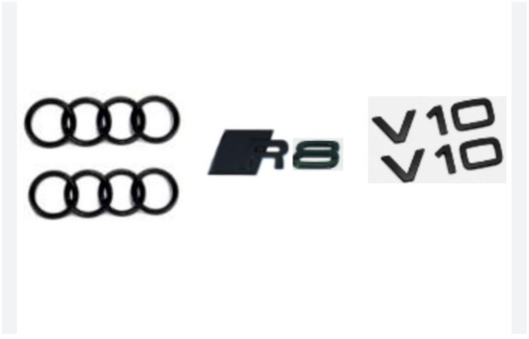 Gloss All Black Audi Badge Set – 175mm Front Rings, 192mm Rear Rings ...