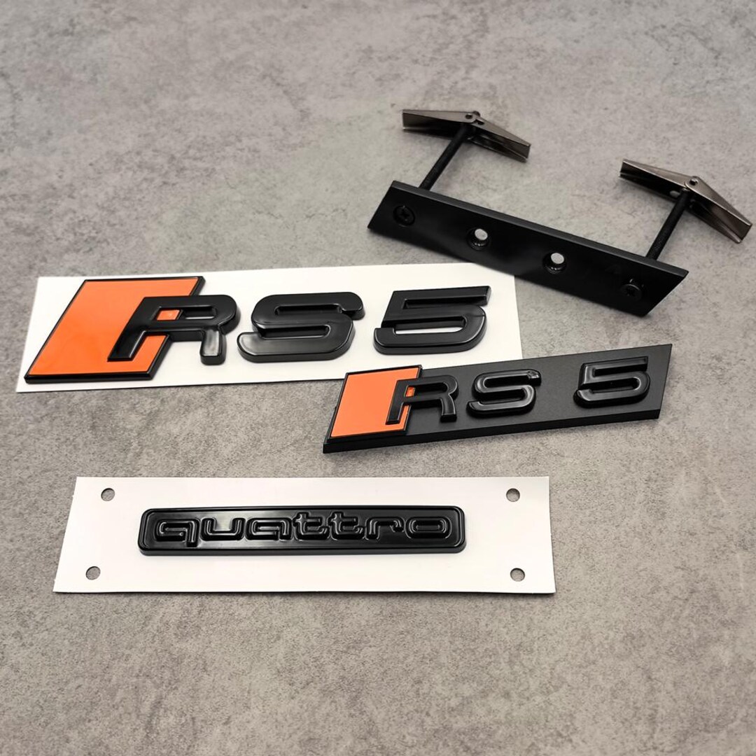 Set of 3 Gloss Orange & Black RS5 Emblems – Rear RS5 Badge, Front ...