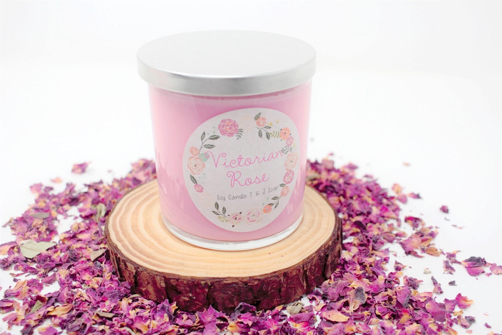 Rose Candle, Soy Candle, 10 OZ 100% Natural Soy, Victorian Rose, Pink ...